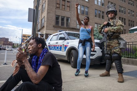 Protester Lights Cigarette Front Columbus Police Editorial Stock Photo ...