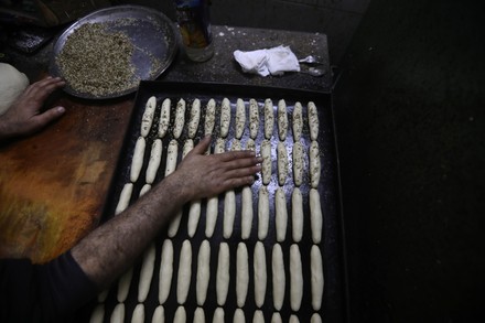 Palestinian Baker Hani Aldaher Bakes Traditional Editorial Stock Photo ...