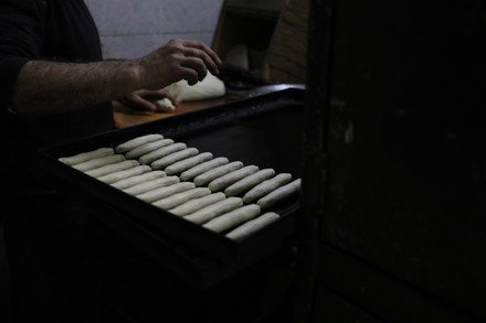 Palestinian Baker Hani Aldaher Bakes Traditional Editorial Stock Photo ...