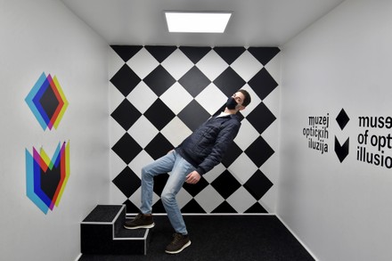 Man Poses Photo Antigravity Room Museum Editorial Stock Photo - Stock ...