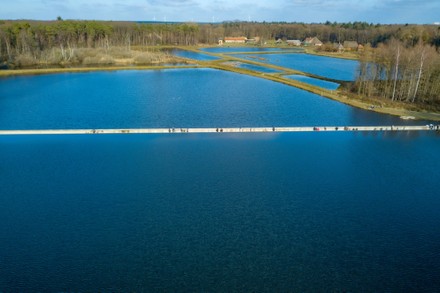 People Walk Cycling Through Water Path Editorial Stock Photo - Stock ...