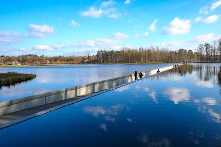 People Walk Cycling Through Water Path Editorial Stock Photo - Stock ...
