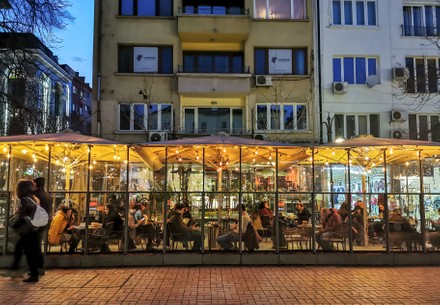 People Sitting Street Cafe After Food Editorial Stock Photo - Stock ...
