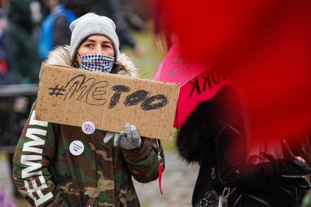 Protester Holding Poster Metoo Meetoo Slogan Editorial Stock Photo ...