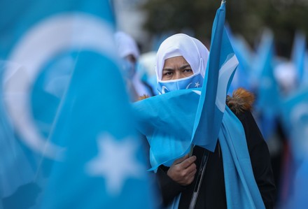 Uyghur Women Wearing Face Masks Hold Editorial Stock Photo - Stock ...