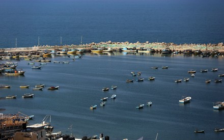 A general view shows the sea port of Gaza city, Gaza city, Gaza Strip ...