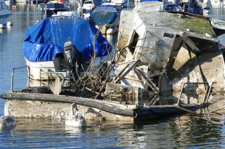 Dilapidated Boats Prop Each Other Harbour Editorial Stock Photo - Stock ...