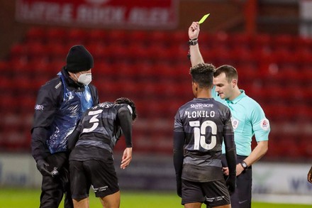 Referee Benjamin Speedie Shows Yellow Card Editorial Stock Photo ...