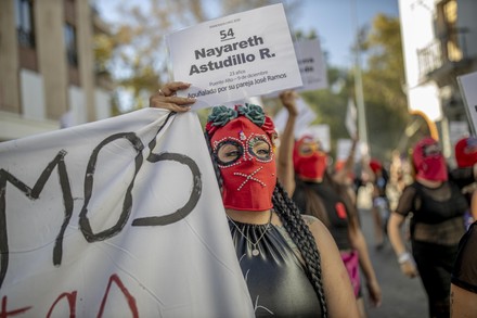 Hooded Protester Holds Placard During March Editorial Stock Photo ...