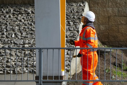 Network Rail graffiti removal, City Centre, Reading, UK - 11 Mar 2021 ...