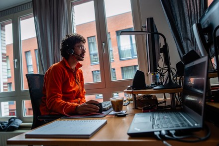 Man Sitting His Computer His Living Editorial Stock Photo - Stock Image ...