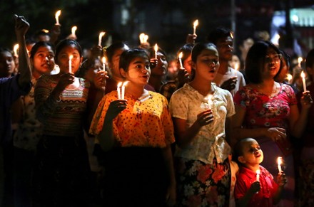 People Myanmar Hold Candlelight Part Protest Editorial Stock Photo ...