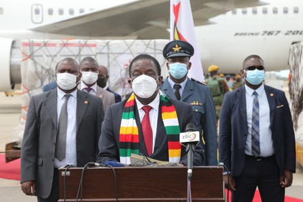 Zimbabwean President Emmerson Mnangagwa Delivers Speech Editorial Stock ...