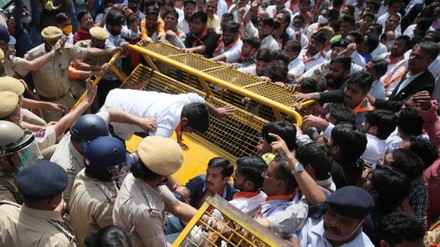 Bjp Workers Scuffle Police Personnel During Editorial Stock Photo ...