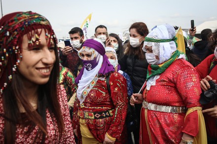 Kurdish Women Wearing Traditional Clothes During Editorial Stock Photo ...