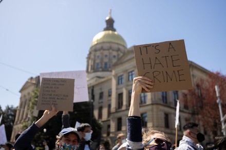 Protestors Hold Signs Stop Asian Hate Editorial Stock Photo - Stock ...