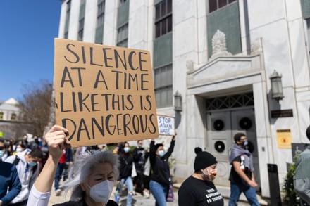 Protestors Hold Signs Stop Asian Hate Editorial Stock Photo - Stock ...