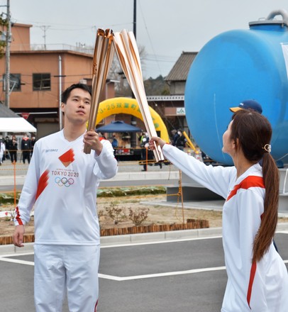 Torchbearers Pass Next Torchbearer Olympic Flame Editorial Stock Photo ...