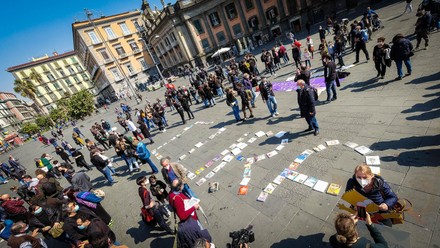 Pupils Parents Teachers Demonstrate Against Distance Editorial Stock ...