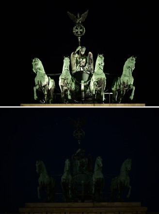 Composite Photo Shows View Quadriga Statue Editorial Stock Photo ...