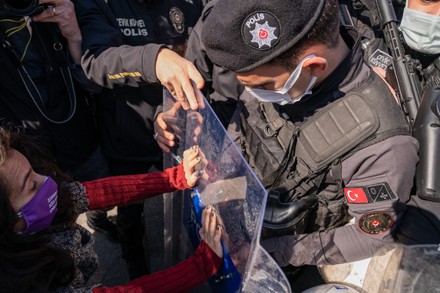 Protester Seen Trying Break Police Barrier Editorial Stock Photo ...