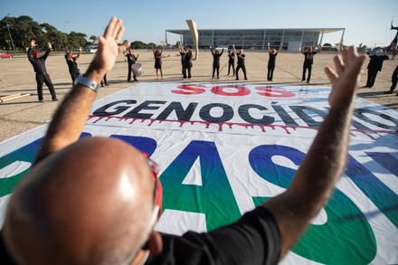 People Surround Banner Reading Sos Genocide Editorial Stock Photo ...