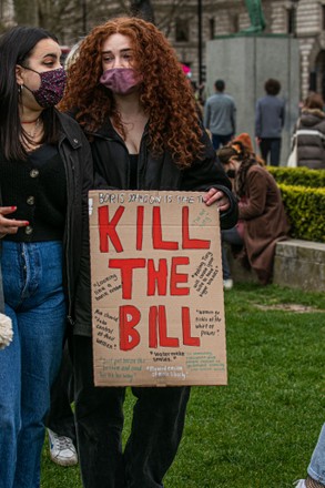 Protesters Placards Demonstrating Against Policing Bill Editorial Stock ...