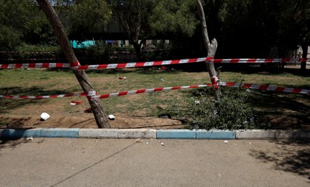 Fake Minefield Surrounded By Cordon Tape Editorial Stock Photo - Stock ...
