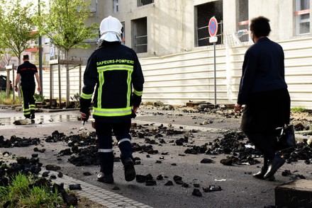 Heavy Explosions Fire On Construction Site Editorial Stock Photo ...