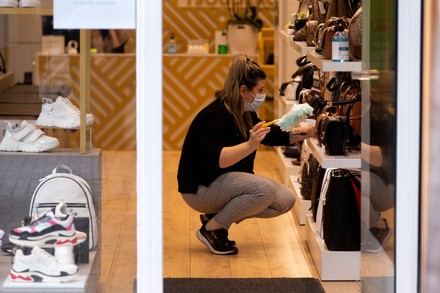 Employee Arranges Products Retail Shop Ermou Editorial Stock Photo ...