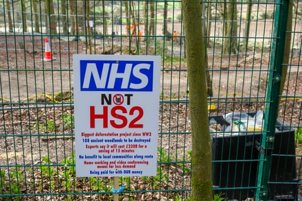 Nhs Not Hs2 Sign Woods Hs2 Editorial Stock Photo - Stock Image ...