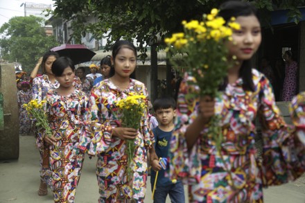 Rakhine Ethnic People Walk During Procession Editorial Stock Photo ...