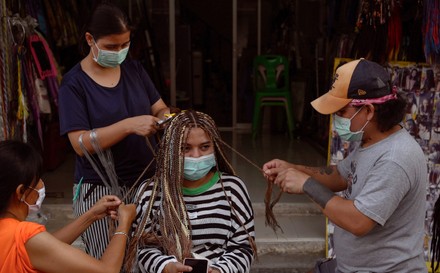 Thai Women Seen Braiding Hair During Editorial Stock Photo - Stock ...