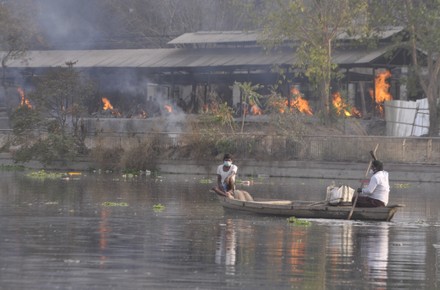 Several Funeral Pyres Seen Burning Simultaneously Editorial Stock Photo ...