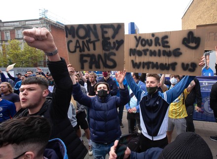 Chelsea Fans Stage Demonstration Outside Stamford Editorial Stock Photo ...