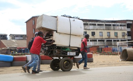 Men Pull Push Cart Laden Scrap Editorial Stock Photo - Stock Image ...