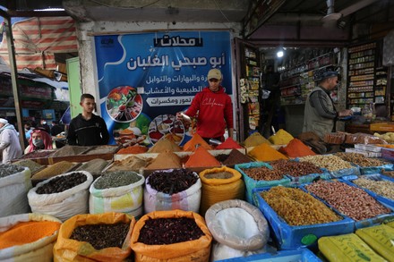 Palestinian Vendor Sells Spices During Muslim Editorial Stock Photo ...