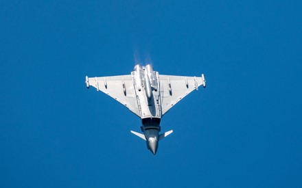 Typhoon Training Skies Over Raf Scampton Editorial Stock Photo - Stock ...