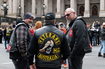 Veteran Motorcycle Club Members Chat During Editorial Stock Photo ...