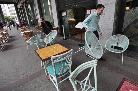 Barman Sets Tables Chairs Outdoor Area Editorial Stock Photo - Stock ...