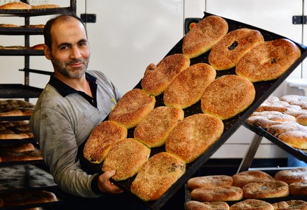 Man Shows Brioche Bread Maarouk During Editorial Stock Photo - Stock ...