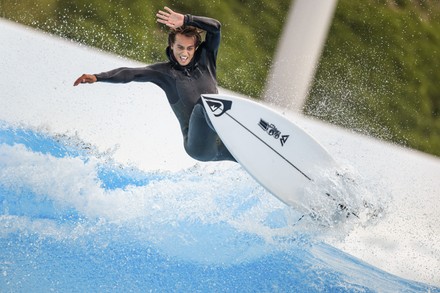 Artificial wave in the "Alaia Bay" surf wavepool, Sion, Switzerland ...