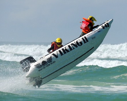 Rigidhulled Inflatable Boat Launches Through Waves Editorial Stock ...