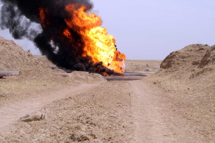 Oil Well Seen On Fire Bai Editorial Stock Photo - Stock Image ...
