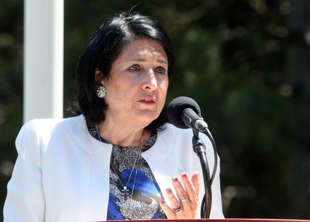 Georgian President Salome Zourabichvili Reacts During Editorial Stock ...