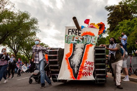 Protesters Pull Mock Tank During March Editorial Stock Photo - Stock ...