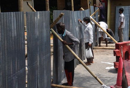 People Next Barricades Set Restrict Movement Editorial Stock Photo ...