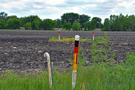 Petroleum Pipeline Crossing Warning Signs Indicating Editorial Stock ...