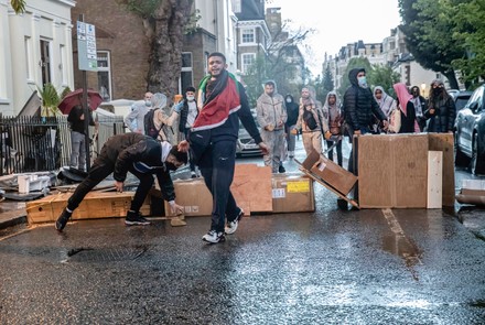 Protesters Setting Road Blocks Front Police Editorial Stock Photo ...