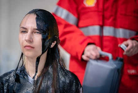 Protester Stained Colored Vegetable Oil Protest Editorial Stock Photo ...